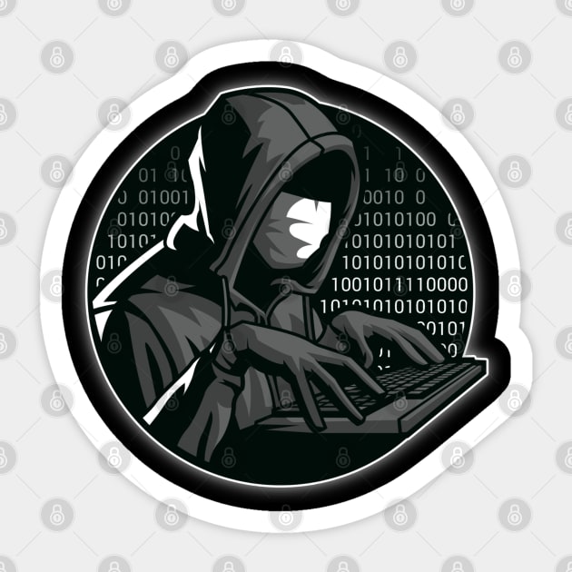 Hacker with Hoodie and Mask | Hacker Design - Hacker - Sticker | TeePublic